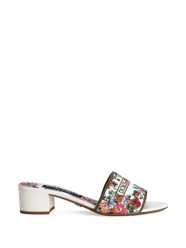Dolce & Gabbana Nappa Leather Mules With Embroidery - White