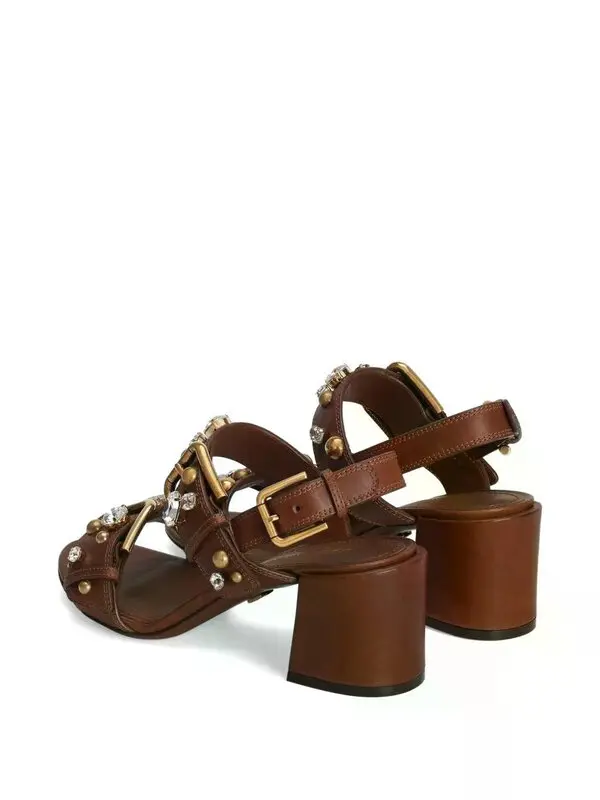 Dolce & Gabbana Keira Embellished Sandals - Brown