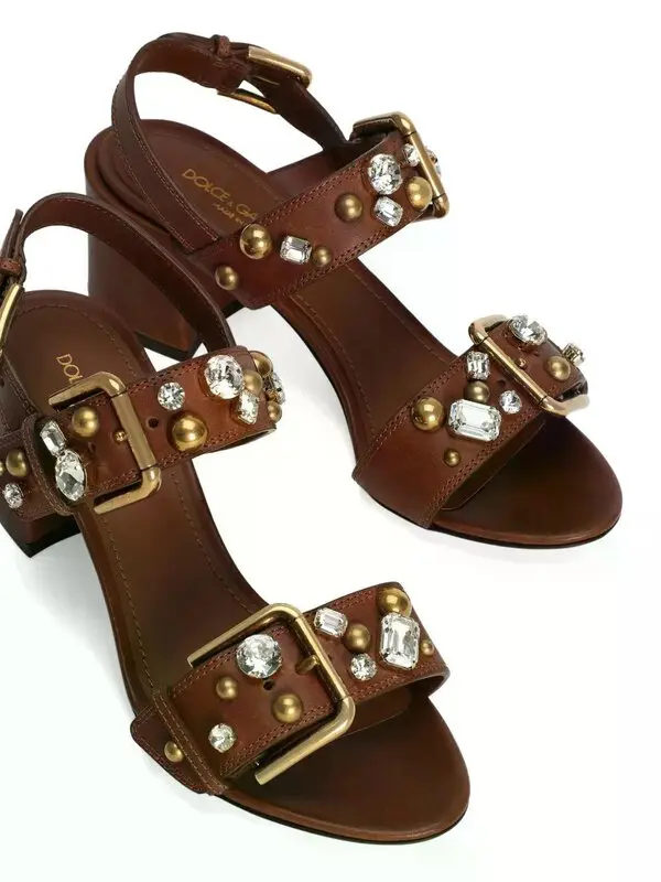 Dolce & Gabbana Keira Embellished Sandals - Brown