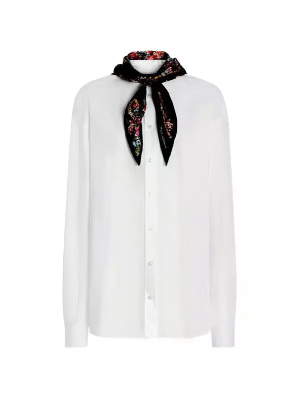 Dolce & Gabbana Poplin Shirt With Silk Scarf - White