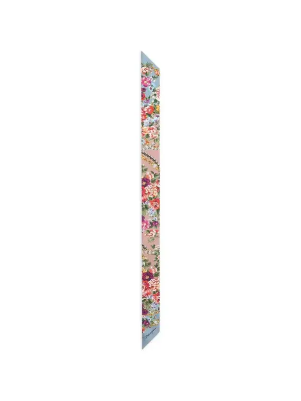 Dolce & Gabbana Small Flower Bouquets-print Silk Twill Bandeau - Neutrals