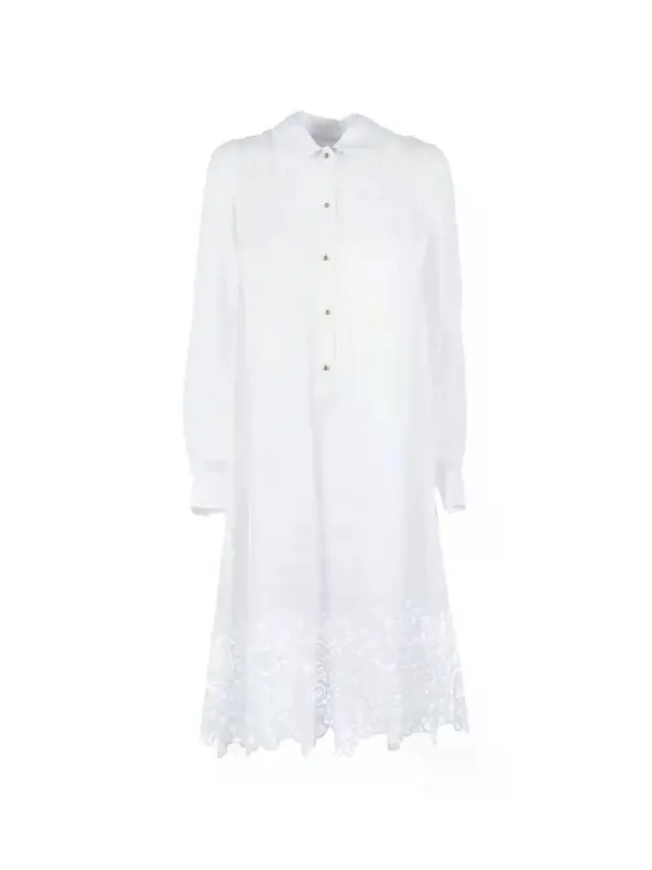 Max Mara Lace-trim Shirt Dress - White