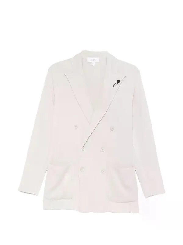 LARDINI Double-breasted Cotton Blazer - Neutrals