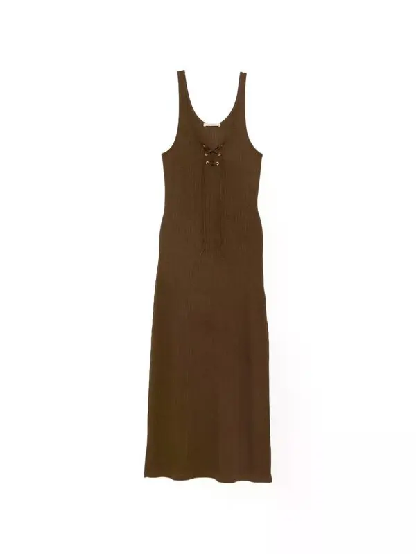 SESSUN Sueli Lace-up Midi Dress - Brown