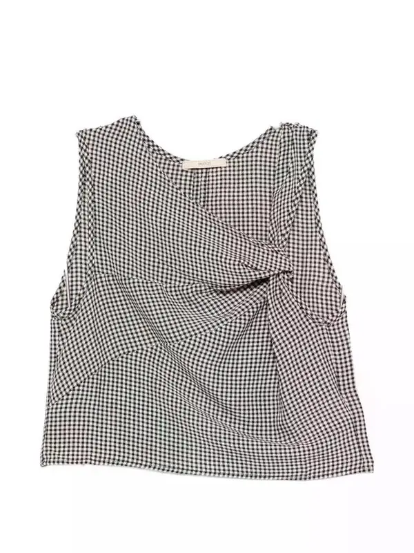 SESSUN Cropped Gingham Top - Black