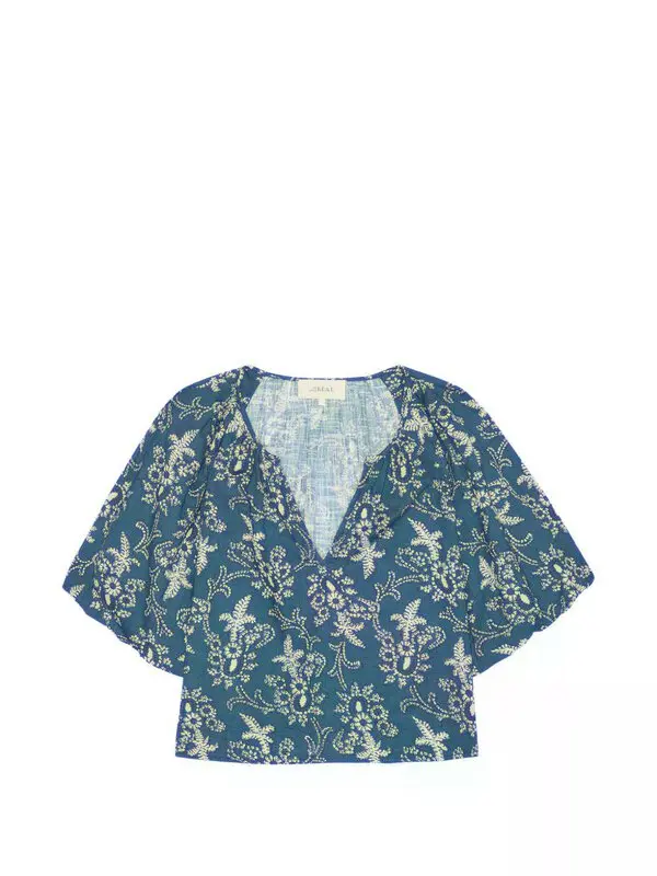 The Great. Blythe Floral Top - Blue