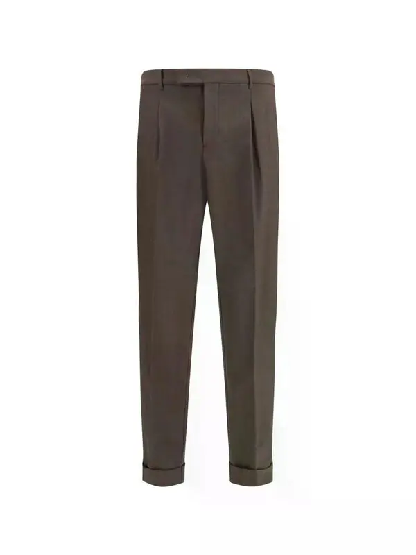 CRUNA Pleated Tapered Trousers - Brown