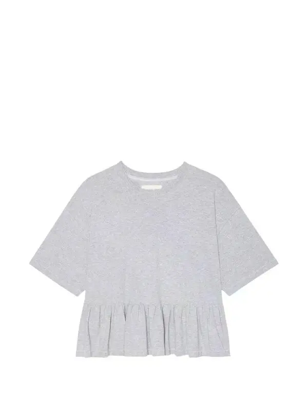 The Great. Ruffled Peplum T-shirt - Grey