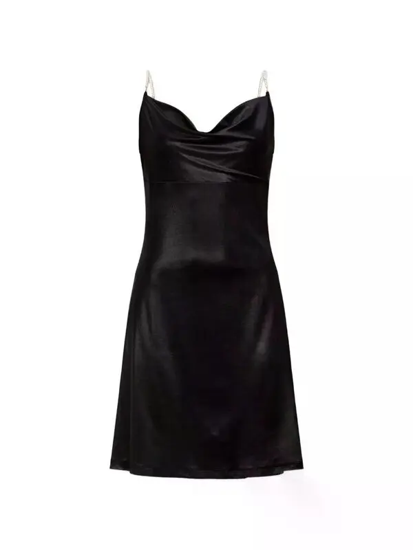 Versace Slip Dress With Pearl Straps - Black