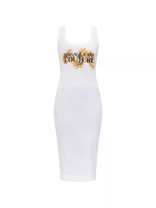 Versace Logo-print Midi Dress - White
