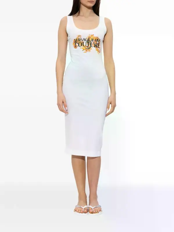 Versace Logo-print Midi Dress - White