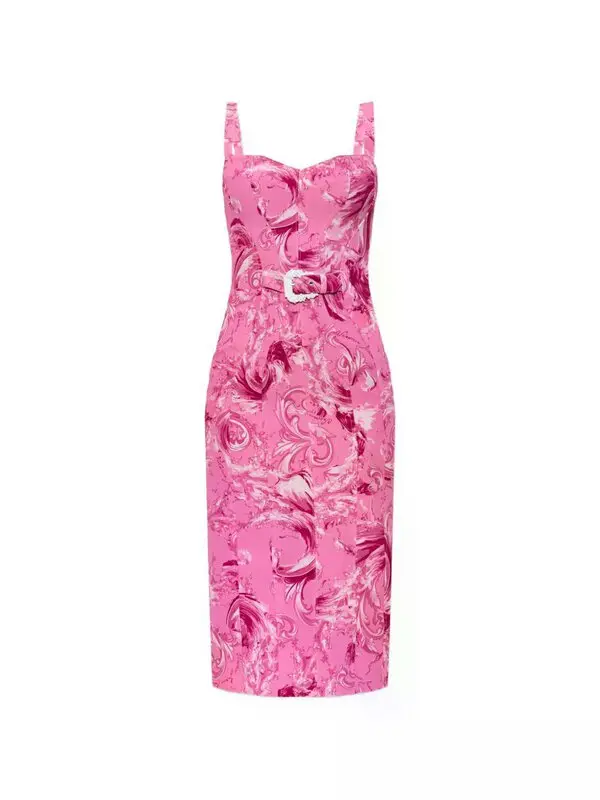 Versace Patterned Dress With Belt - Pink