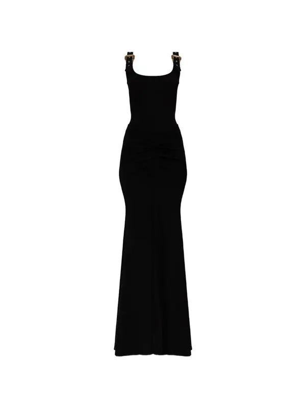 Versace Baroque-buckle Maxi Dress - Black