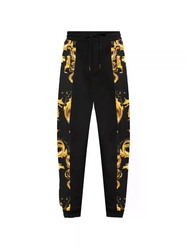 Versace Chromo Couture-print Drawstring-detail Cotton Track Pants - Black