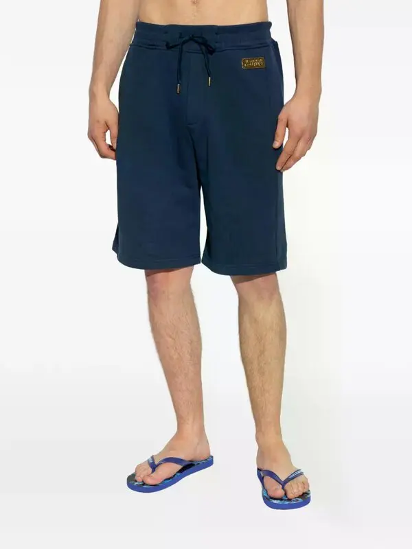 Versace Cotton Shorts With Logo Patch