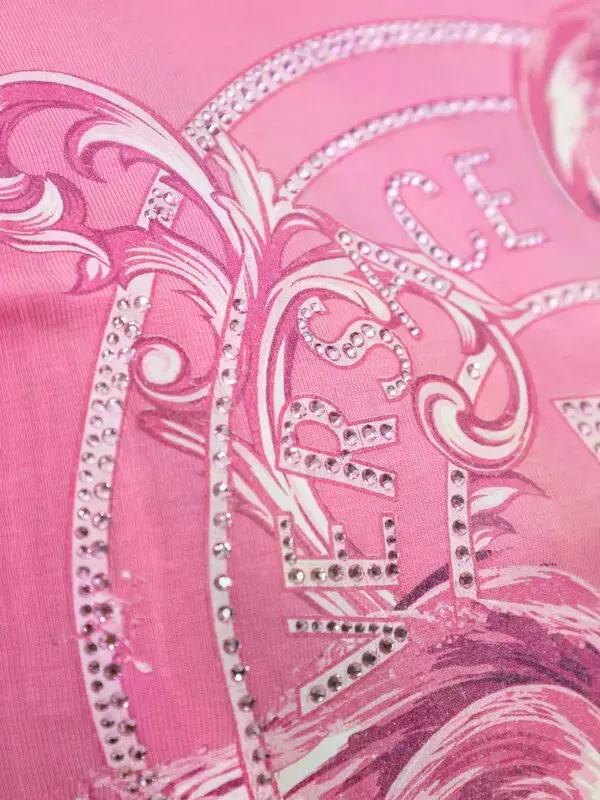 Versace Embellished Graphic T-shirt Dress - Pink