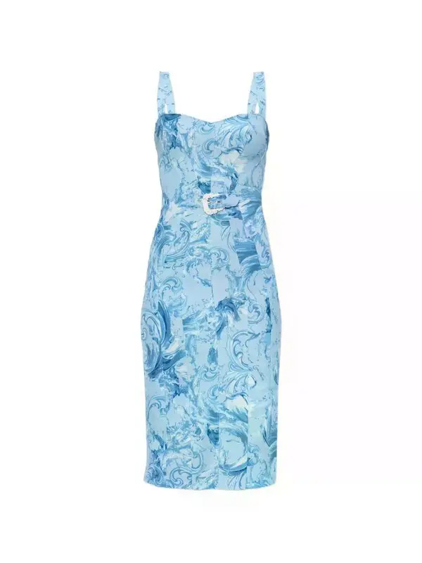 Versace Buckle Print Dress - Blue