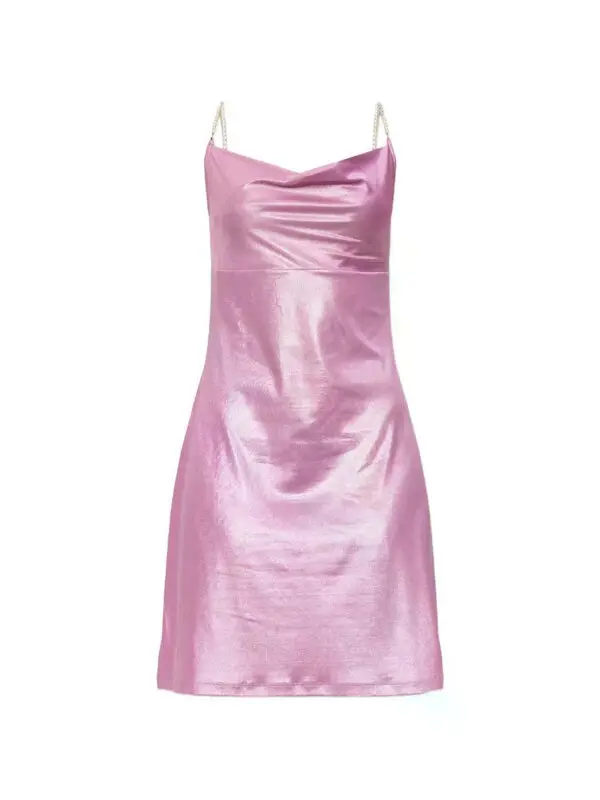 Versace Slip Dress With Pearl Chain Straps - Pink
