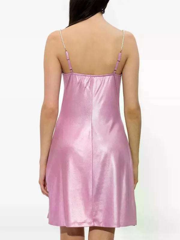 Versace Slip Dress With Pearl Chain Straps - Pink