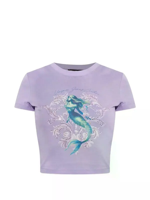 Versace Embellished Graphic T-shirt - Purple