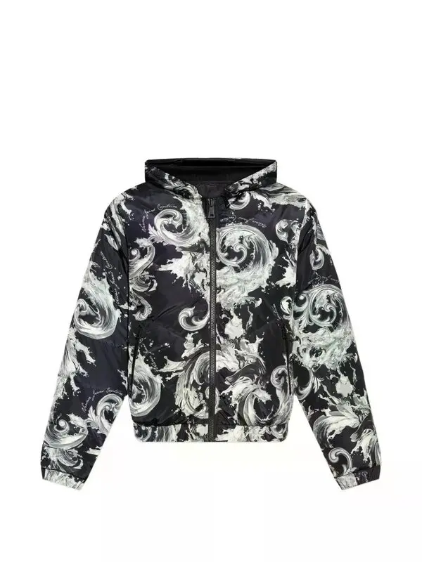 Versace Print-detail Hooded Padded Jacket - Black