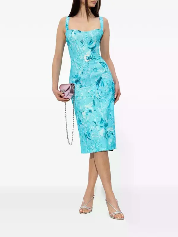 Versace Floral Belted Dress