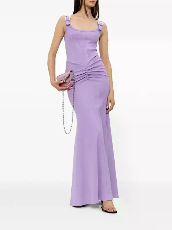 purple buckle dress HUGO Buckle-detail dress with V neckline, Women, Size: 6, dark purple