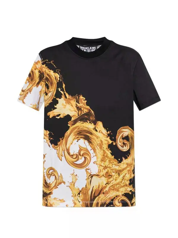 Versace Baroque-print Cotton T-shirt - Black