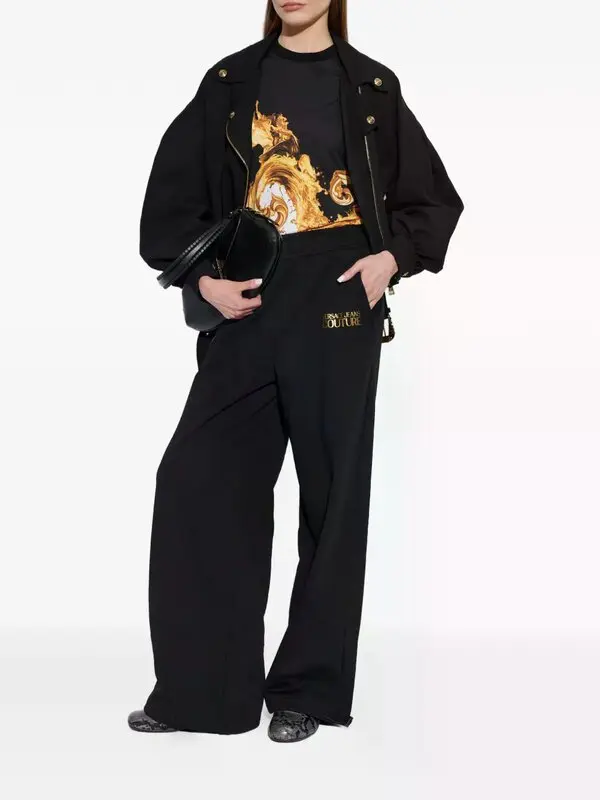 Versace Baroque-print Cotton T-shirt - Black