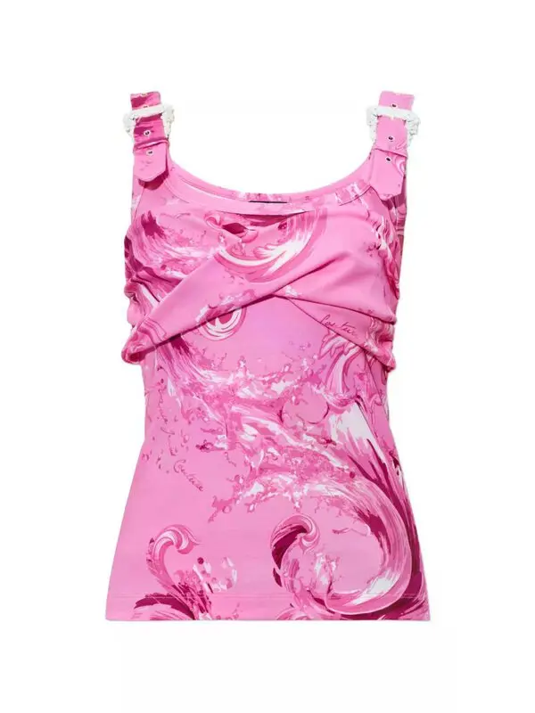 Versace Wave Couture-print Top - Pink