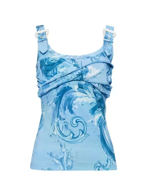 Versace Wave Couture-print Tank Top - Blue