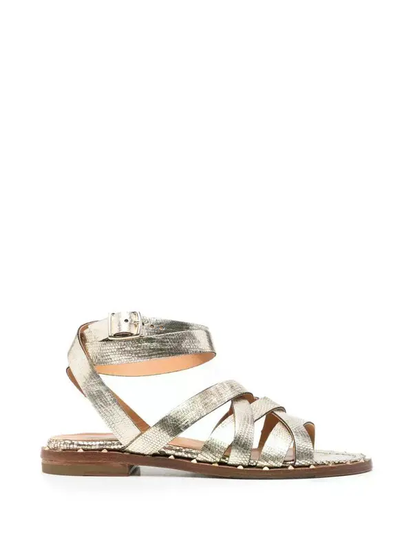 LA BOTTEGA DI LISA Flat Strappy Buckle Sandals - Gold