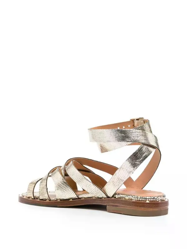 LA BOTTEGA DI LISA Flat Strappy Buckle Sandals - Gold