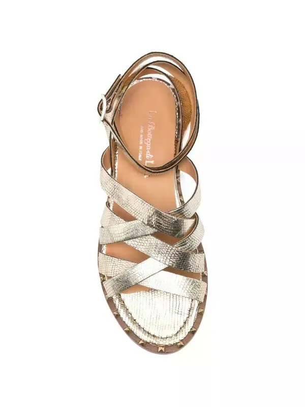 LA BOTTEGA DI LISA Flat Strappy Buckle Sandals - Gold