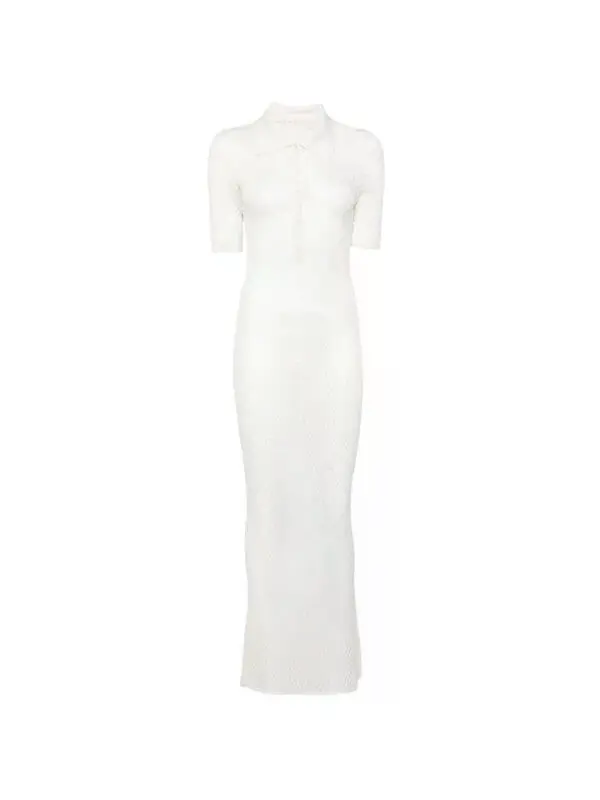 Kiki De Montparnasse Crochet Polo Dress - White