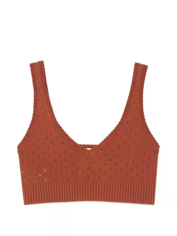 Plan C V-neck Knitted Top - Brown