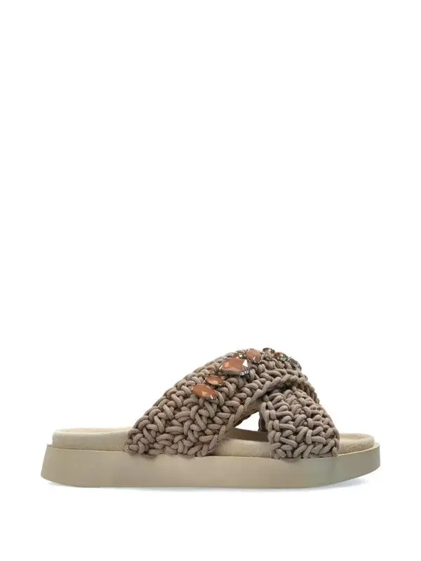 Inuikii Criss-cross Embellished Sandals - Neutrals