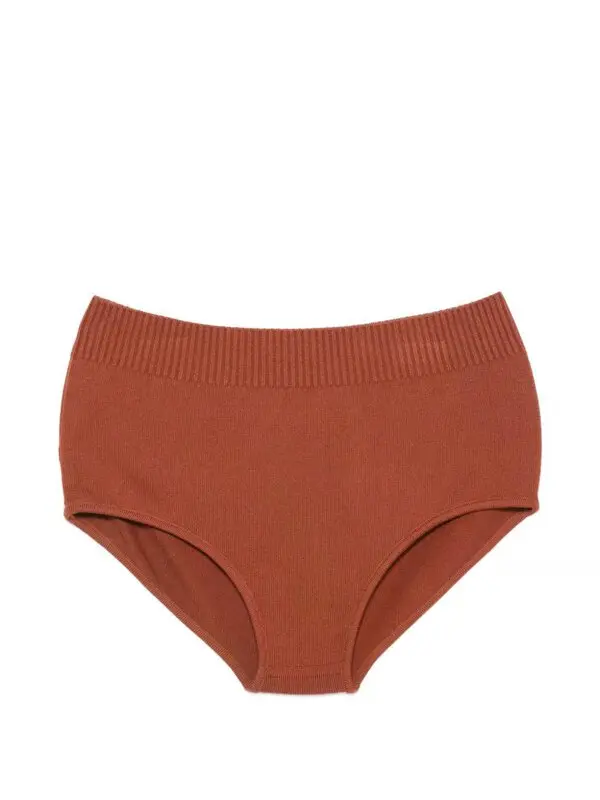 Plan C Ribbed-waist Short - Brown