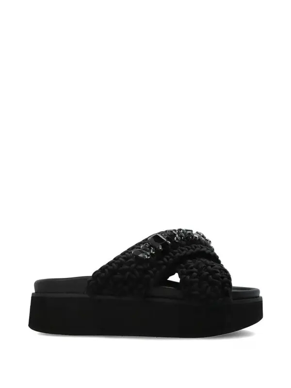 Inuikii Embellished Cross-strap Sandals - Black