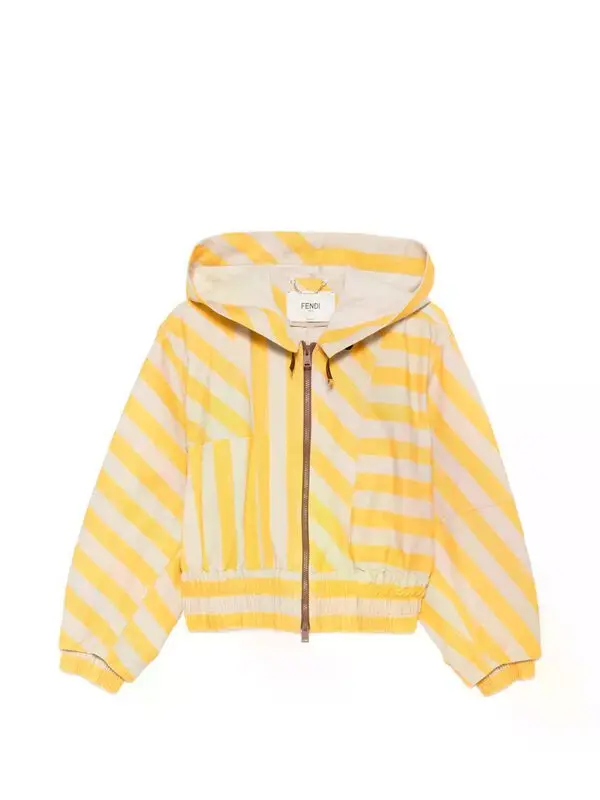 Fendi Striped Hooded Jacket - Yellow