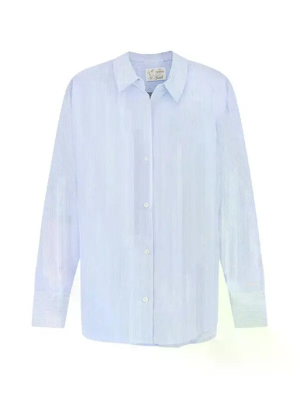 MC2 SAINT BARTH Striped Embroidered Shirt - Blue