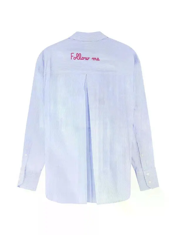MC2 SAINT BARTH Striped Embroidered Shirt - Blue