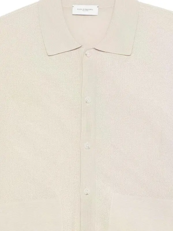 PAOLO PECORA Long-sleeved Textured Knit Shirt - Neutrals
