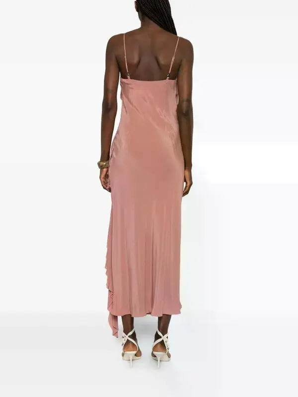 Patrizia Pepe Ruffled Asymmetric Midi Dress - Pink