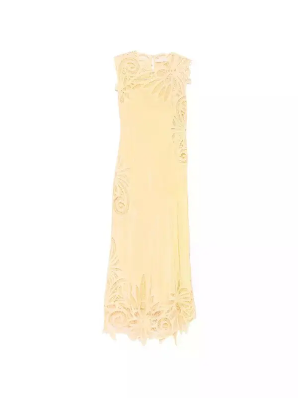 Ulla Johnson Idra Lace-detail Midi Dress - Yellow