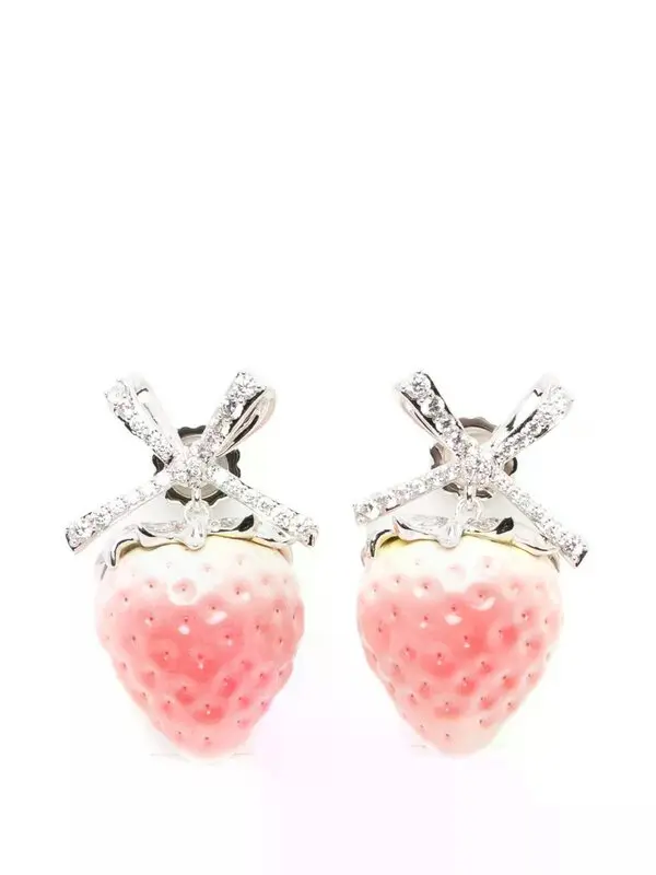 YVMIN Strawberry Bowknot Stud Earrings - Silver
