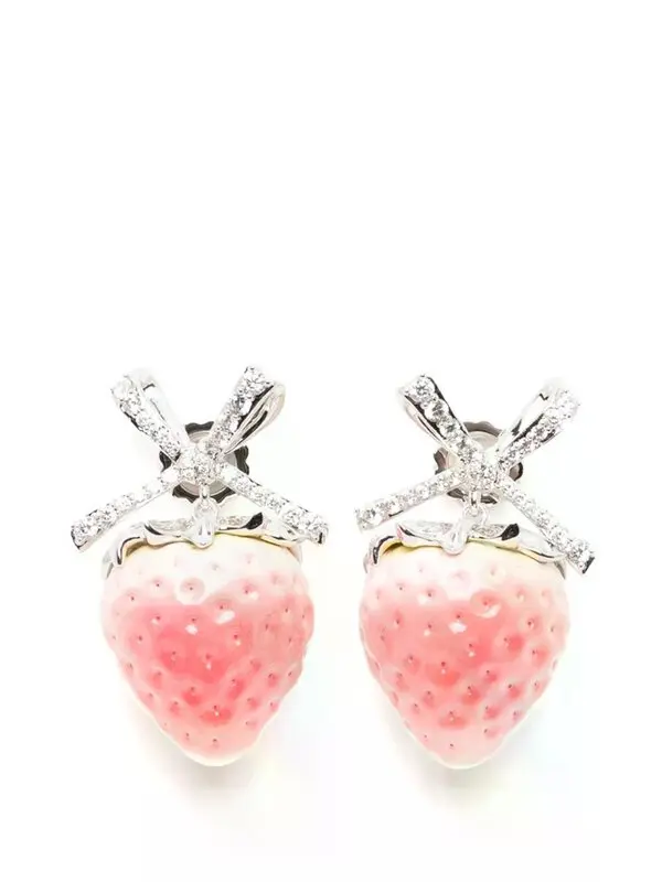 YVMIN Strawberry Bowknot Stud Earrings - Silver