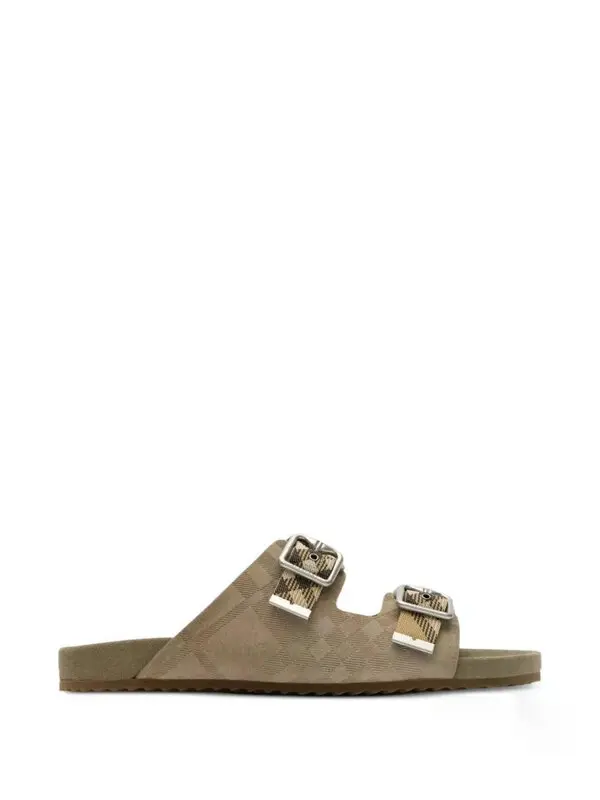 Burberry Check Suede Urchin Sandals - Neutrals