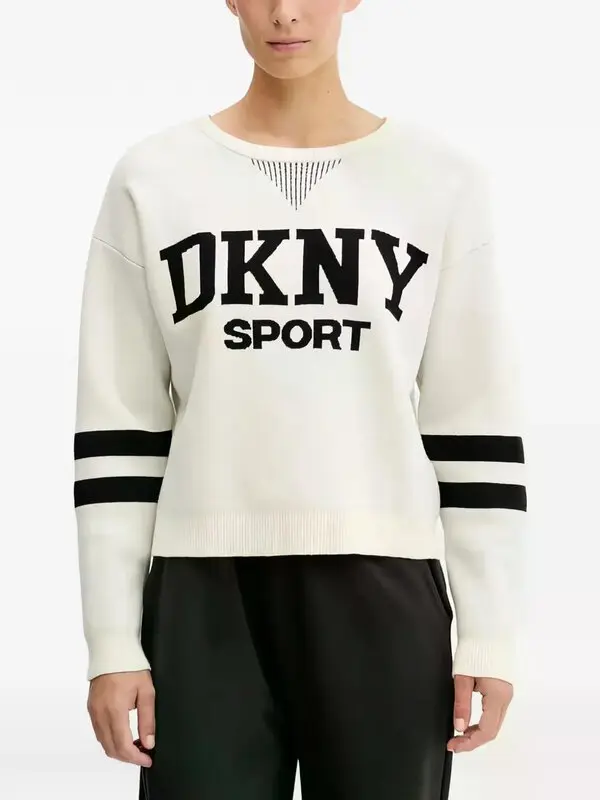 Dkny Knitted Logo Top - Neutrals
