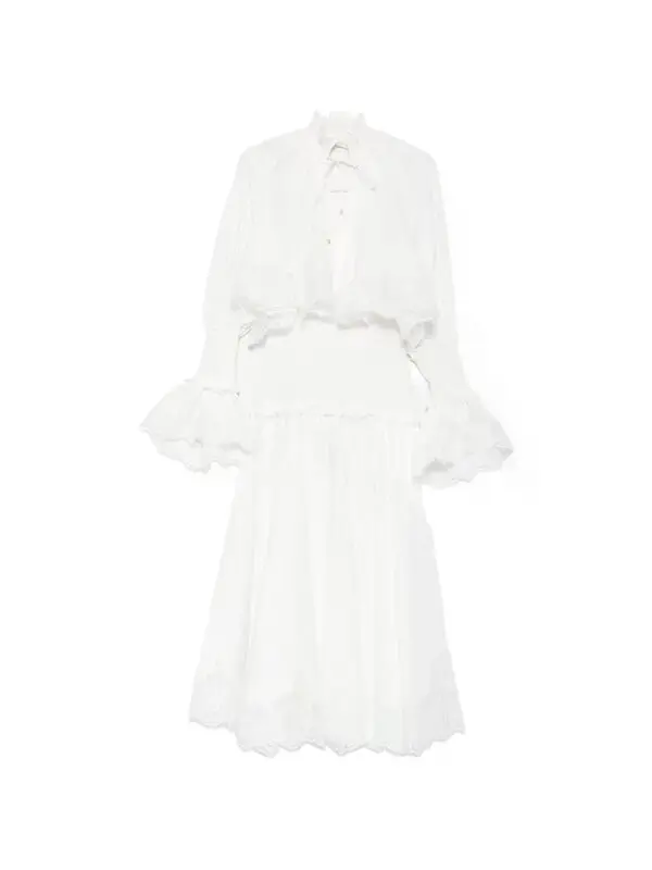 Zimmermann Lace-detail Ruffle Midi Dress - White